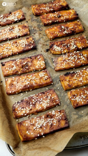 Baked Tamari & Maple Tofu with Rice Noodles
