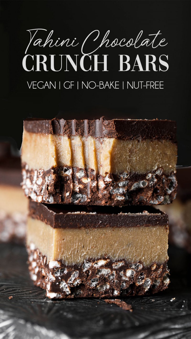 Tahini Chocolate Crunch Bars (Vegan/GF/No-Bake)