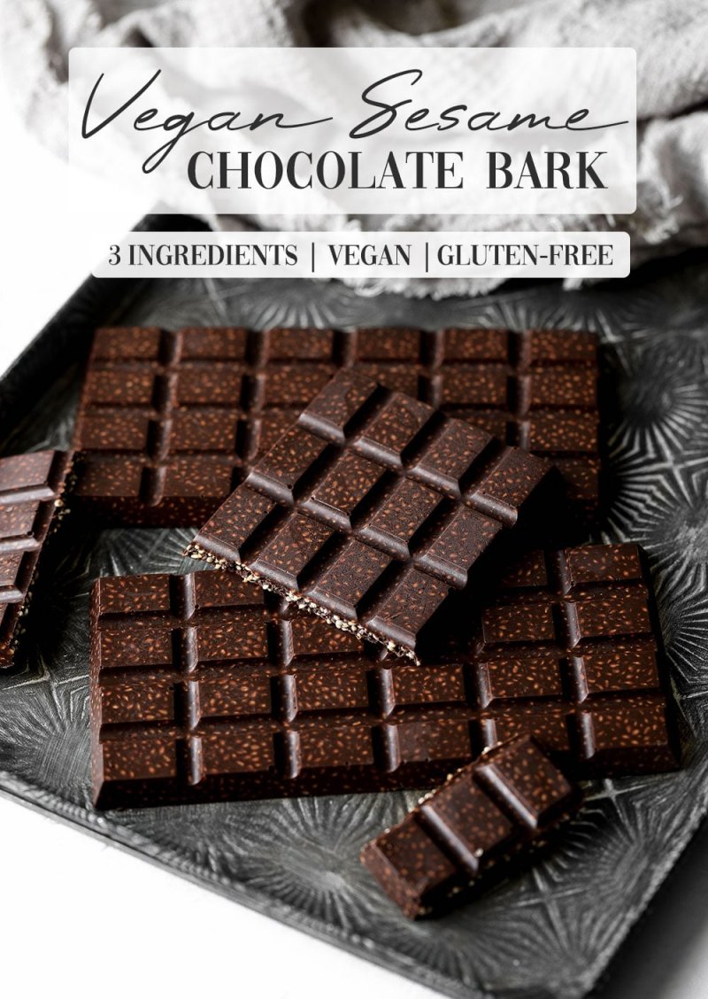 Vegan Sesame Chocolate Bark (Only 3 Ingredients)