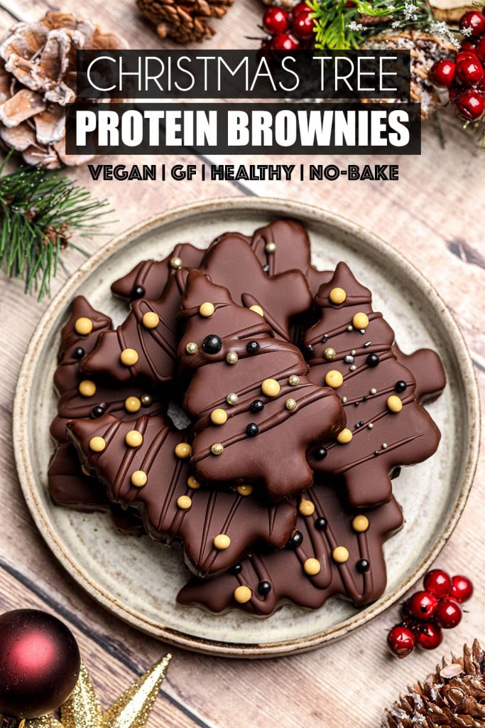 Christmas Tree Protein Brownies (Vegan/No-bake)